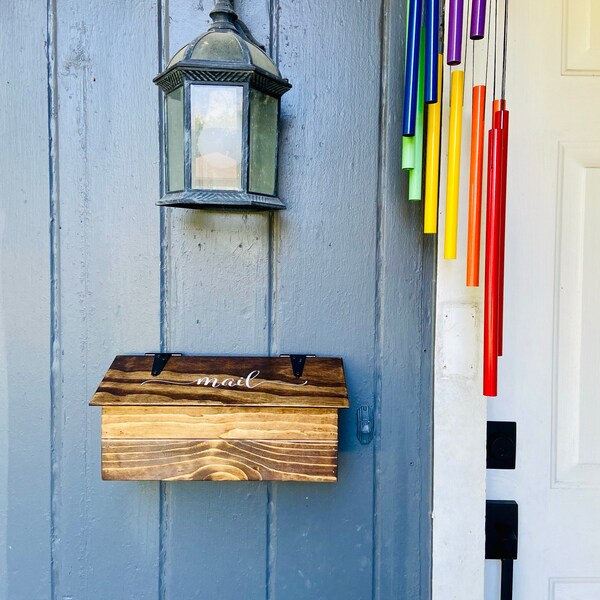 CUSTOM NUMBER Wooden Mailbox, Farmhouse Rustic Wood Mailbox, Hanging ...