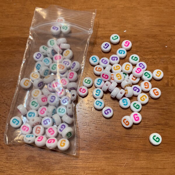 Letter G Alphabet Beads, Multicolored White Alphabet Letter Beads ...