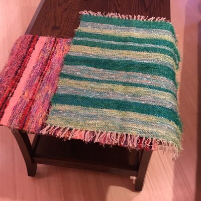 Red Striped Rug, Carpet With Tassels and Knots, Floor Rug, Bathroom ...