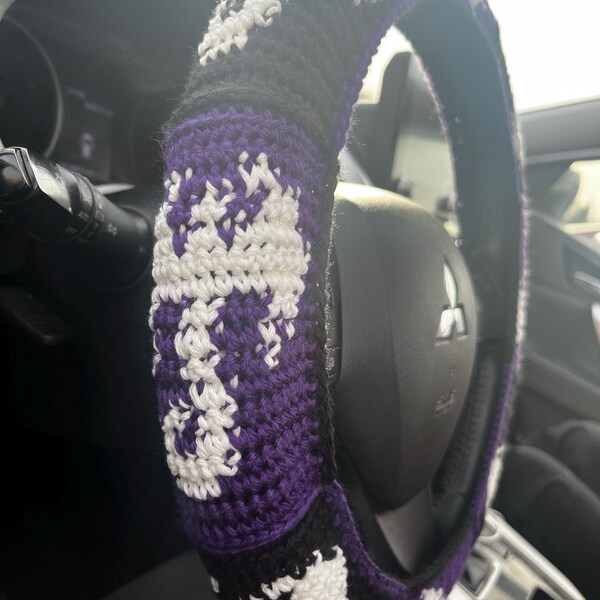 Burgundy/black Glow-in-the-dark Skull Steering Wheel Cover (custom ...