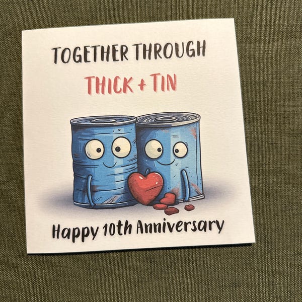 Tin Anniversary Card, Personalised 10th Anniversary, Funny Pun ...
