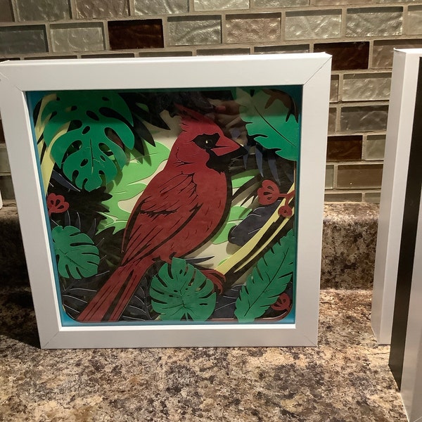 Cardinal Bird Shadow Box, Cardinal Bird SVG, Cardinal Bird Layered ...