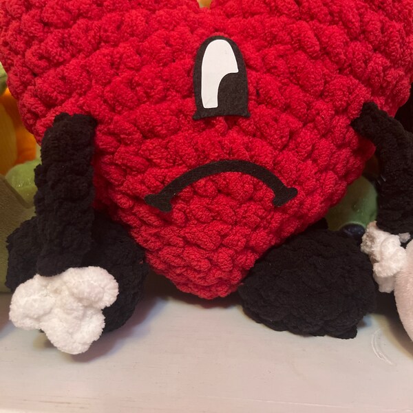 BB Heart Plush | Crochet Red Heart Plush With Arms & Legs | Sad Summer ...