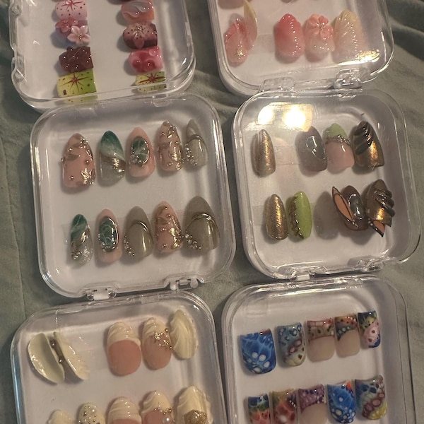 Luxury Gradient Press-on Nails | Vibrant Bloom Nail Art | Garden ...