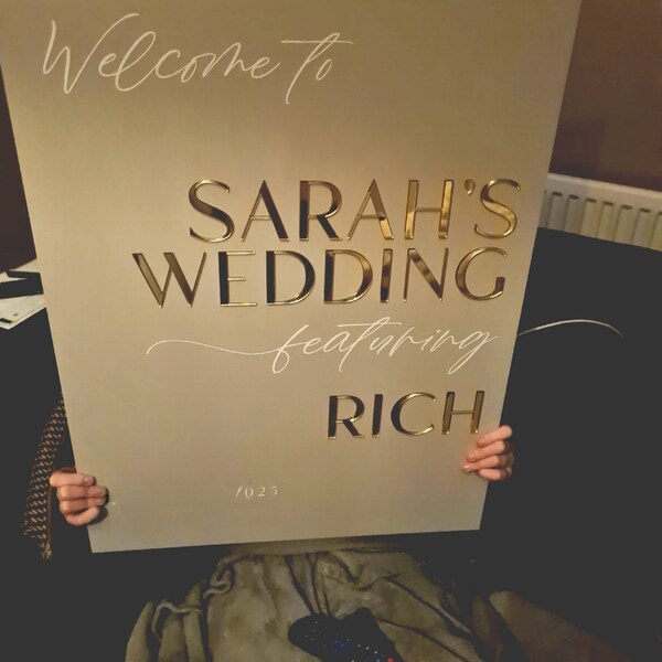 My Wedding -featuring, Acrylic Wedding Welcome Sign: 3D Mirror Names ...