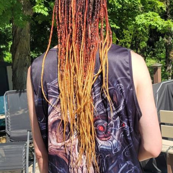 Set of Synthetic Dreads "fire" Black Ginger Auburn Ombre Double Single ...