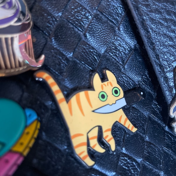 Orange Tabby Knifecat Enamel Pin - Etsy