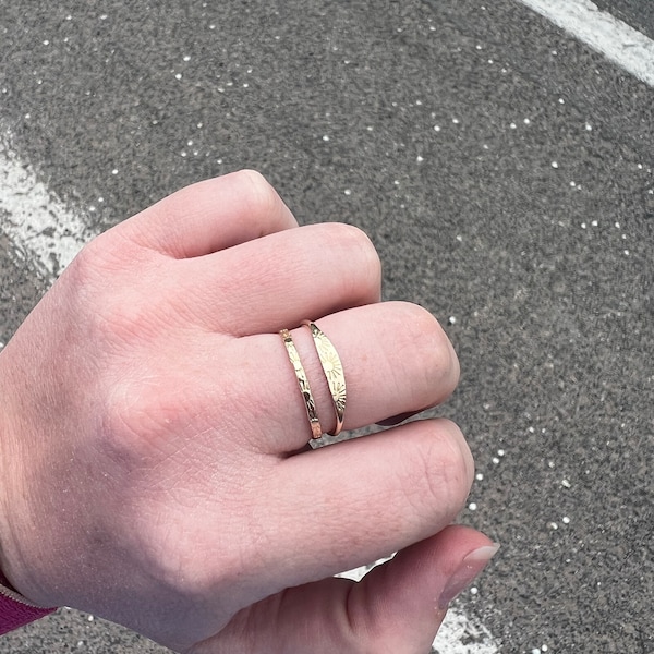 Original Solid Gold Sun Ring- Hand Stamped- Three Suns- Dainty Sunrise ...