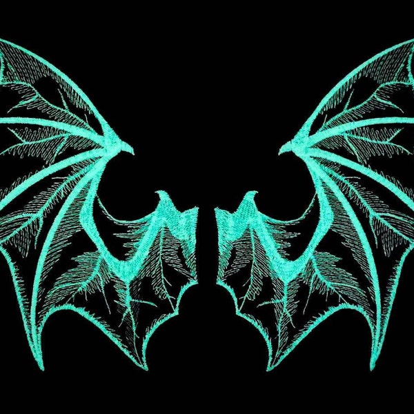GLOW in the DARK Bat Wings Iron on Patches | Embroidered Patch | Patch ...