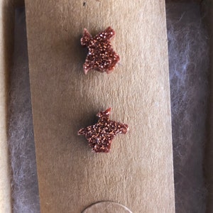 Leather texas studs stamped earrings state jewelry 10mm | Etsy