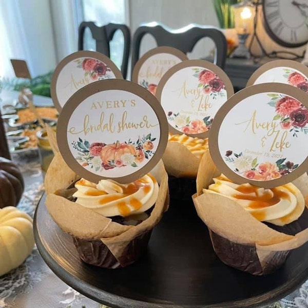 Printable Fall Cupcake Toppers - Fall in Love Pumpkin Cupcake Toppers ...