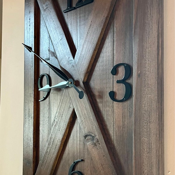 Reclaimed Wood Barn Door Farmhouse Wall Clock With Weathered Finish ...