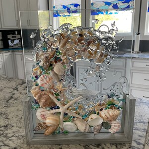 Seashell Beach Wall Art for Bathroom Decor, Square Art for Beach ...