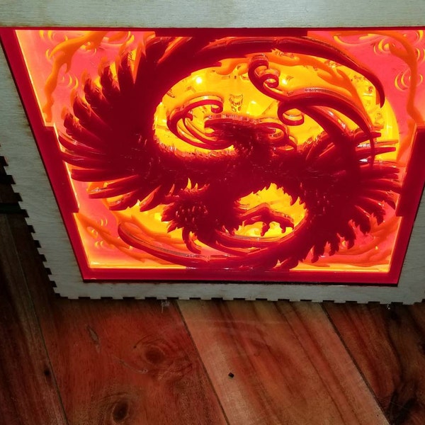 3d Phoenix Silhouette, Shadow Box Templates, Paper Cut, Files for ...