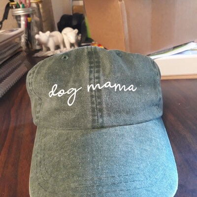 Dog Mama Script Dad Hat, Pigment Dyed Unstructured Baseball Cap, Dog ...
