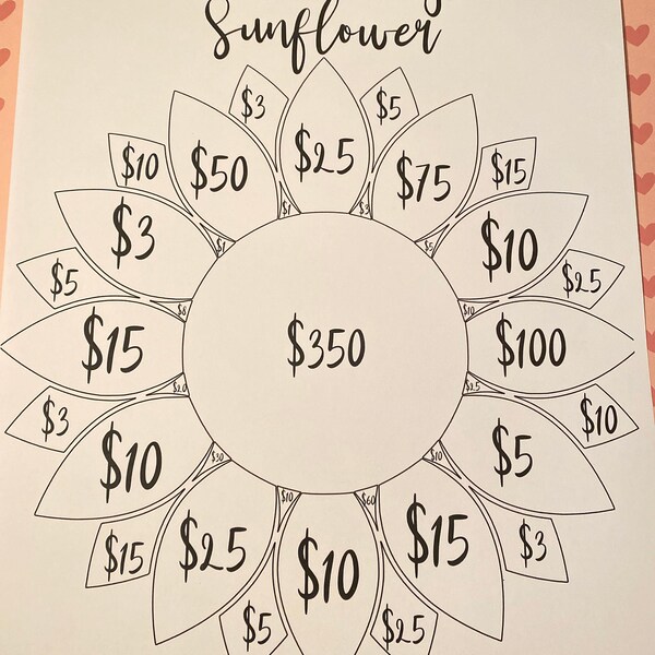 Sunflower Savings Challenge: Color by Number (digital Download) - Etsy