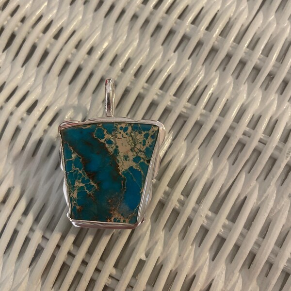 Blue Sea Sediment Jasper Pendant 925 Sterling Silver Pendant Sea ...