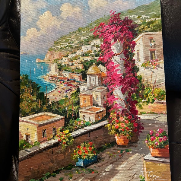 Positano Painting,italian Painter, "flowering on the Coast" Original ...