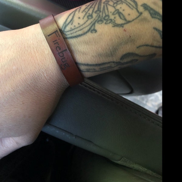 Personalized Leather Bracelet Engraved Your Custom Hashtag Bracelet ...