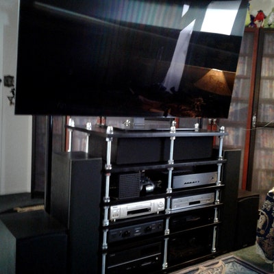 Double Width Audio Rack / Record Player Stand / Stereo Cabinet With ...