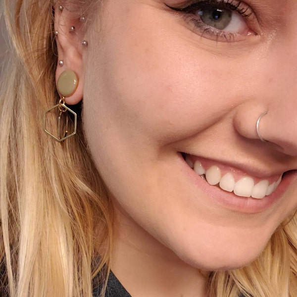 Elegant Geometric Dangle Plugs /8g ,6g ,4g ,2g ,0g ,00g ,1/2, 9/16 , 5/ ...