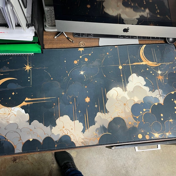 Black and Gold Celestial Desk Mat Gaming Mouse Pad Large Mousepad, MTG ...