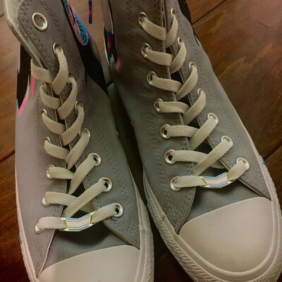 Trans Lace Locks Small Subtle Gay Pride Shoelace Enamel Badge Shoe ...