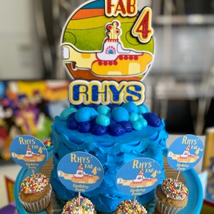 Yellow Submarine Cake Topper the Beatles Themed Birthday Party Yellow ...