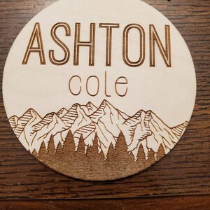 Engraved Mountain Name Sign / Wooden Name Sign / Baby Name | Etsy