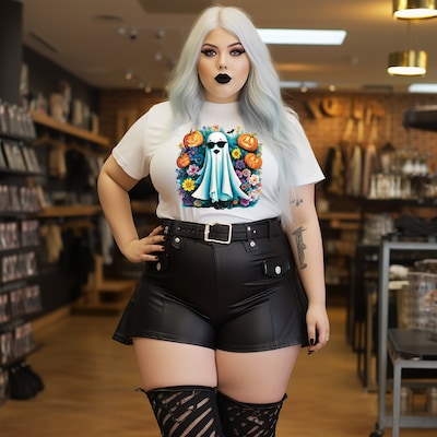 Plus Size Goth Clothing Mockup, White Bella Canvas 3001 Mockup Gothic ...