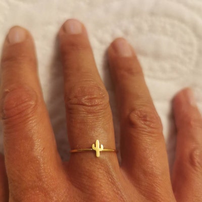 Cactus Ring Dainty Gold Filled Cactus Ring Minimalist Ring Plant ...