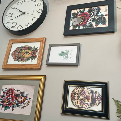 American Traditional A5 Old School Mermaid Tattoo Flash Art Pinup Print ...