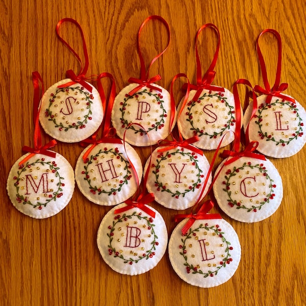 Alphabet Personalized Embroidery Ornaments Custom Printable Stick and ...