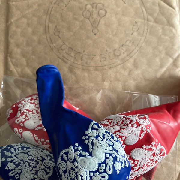 Blue and Red 11" Bandana Balloon, Set of 6, Cowboy or Cowgirl Birthday ...