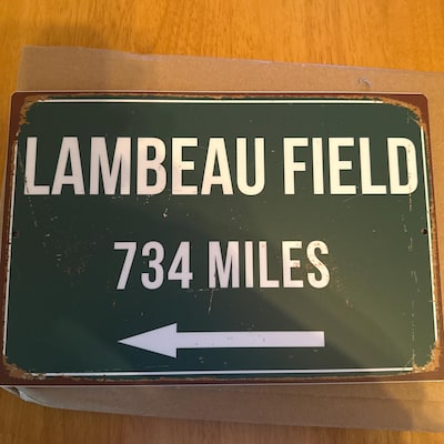 PERSONALIZED LAMBEAU FIELD Distance Sign, Lambeau Field Stadium ...