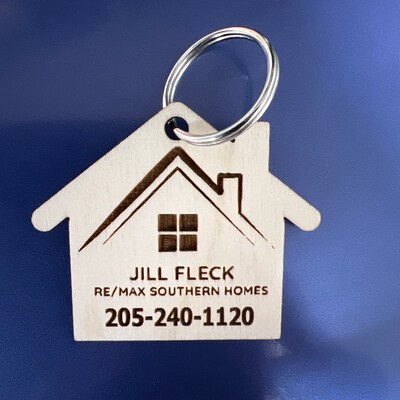Custom Realtor Keychain, Personalized Wood House Orkey Shape, Unique ...