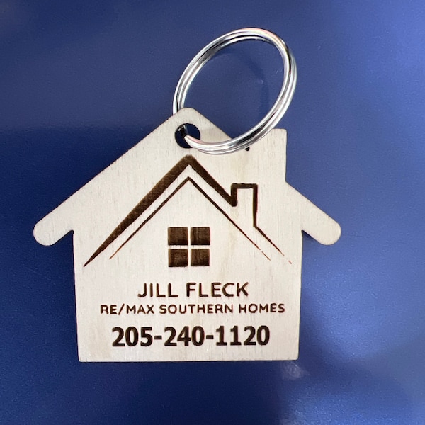 Custom Realtor Keychain, Personalized Wood House Or key Shape, Unique ...