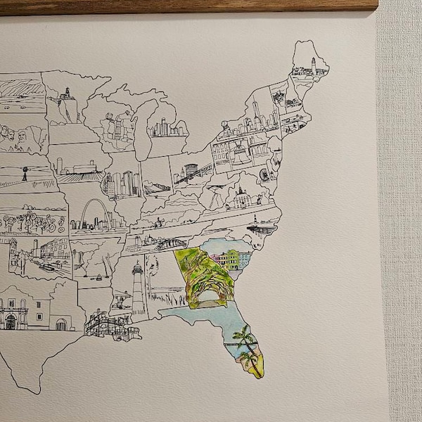 DIY Watercolor US Travel Map Kit | Paint Your Adventures | Mother's Day ...
