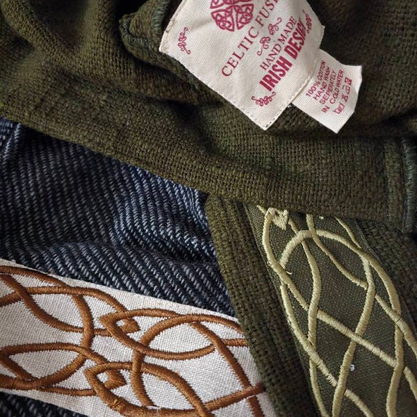 Hooded Druid Cloak: Green Handwoven Cotton Viking Cape With Celtic ...