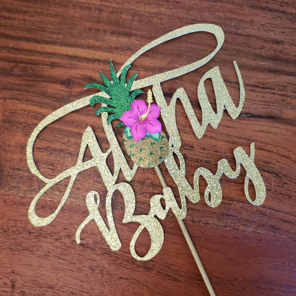 Luau Cake Topper. Cake Topper, Aloha Baby Cake Topper. Beach Birthday ...