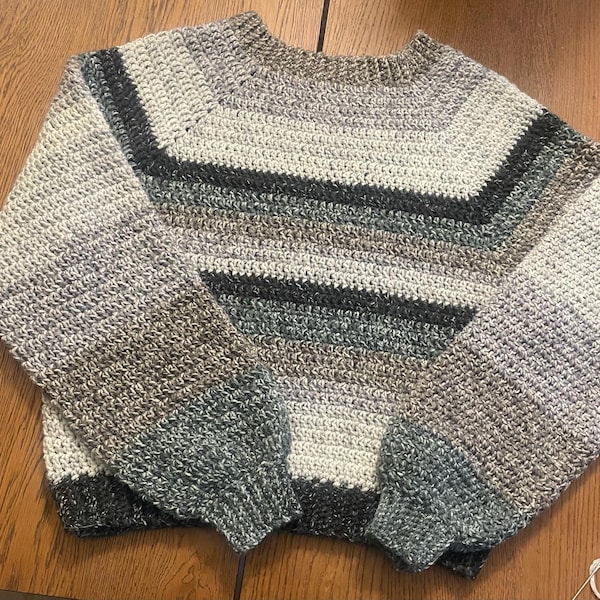 CROCHET PATTERN & VIDEO/ Athabasca Falls Pullover /easy Raglan Crochet ...