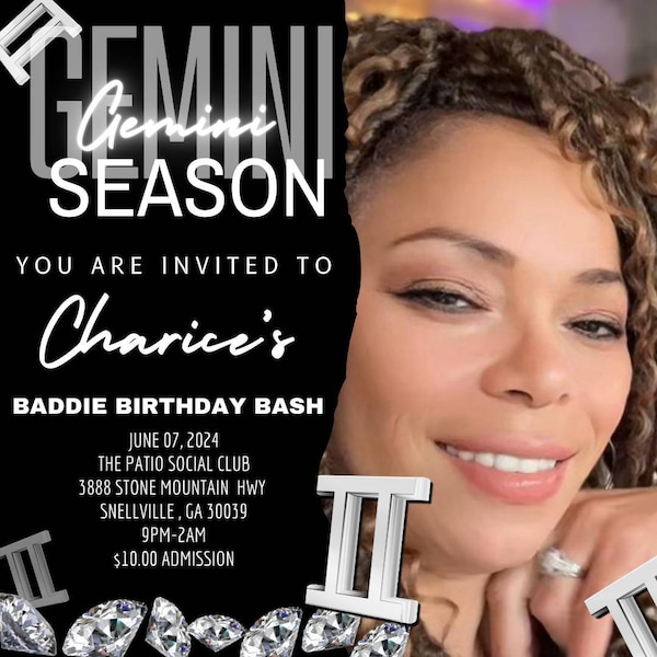 Gemini Birthday Flyer, Gemini Bash Flyer, Birthday Flyer, Birthday Girl, Party Flyer ...