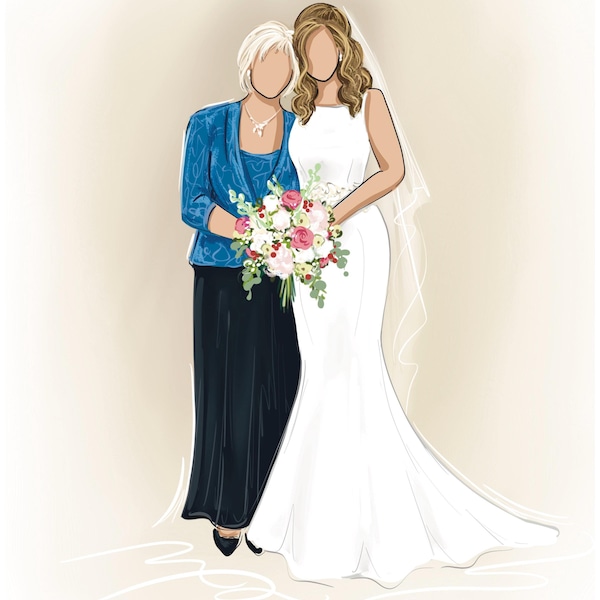 Mother of the Bride Illustration/ Mother of the Groom Illustration With ...