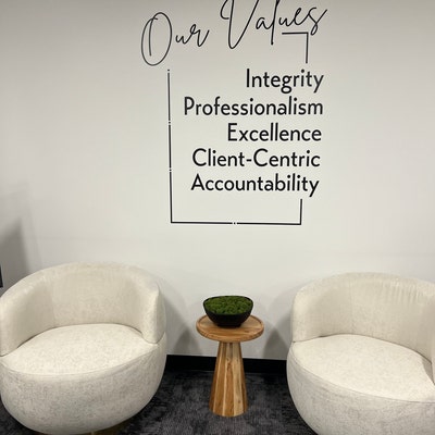 Customizable Company Values Large Wall Decal Our Values Select 5 Words ...
