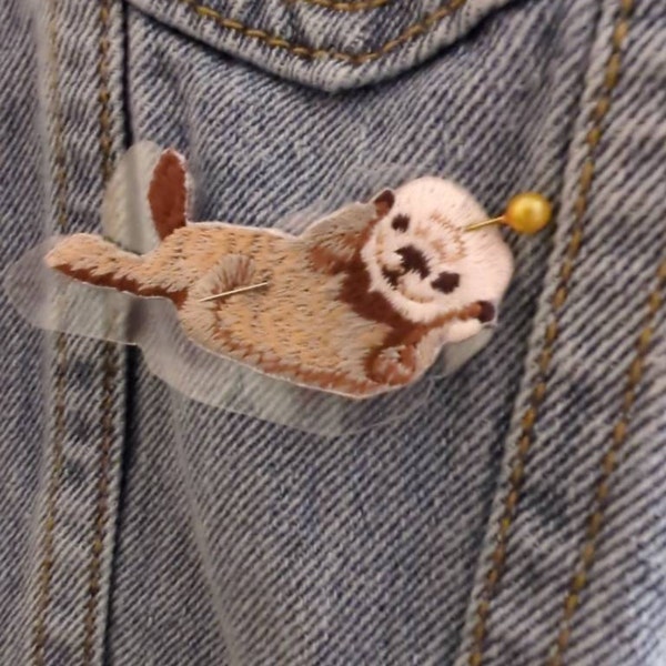 Otter Stick-on Patch, Kawaii Animal Badge, Kids Animal Decorative Patch ...