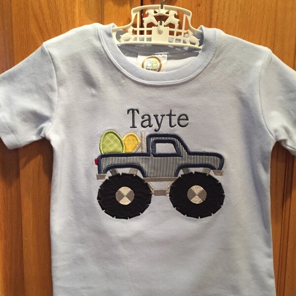 Easter Monster Truck Applique Design, Machine Embroidery Design, Boy ...