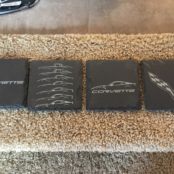 Chevrolet Corvette C7 Slate Coasters: Engraved Car Gift, Set of 4 - Etsy