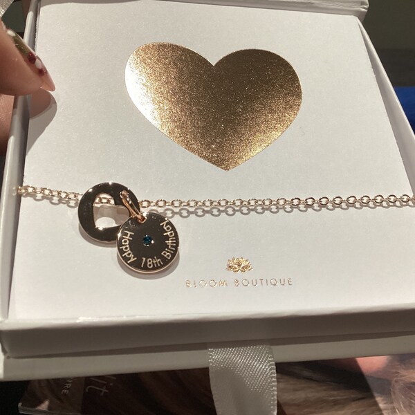 Personalised Secret Message Heart Birthstone Bracelet • Wedding Gift ...