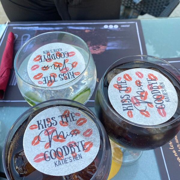 Personalised Kiss the Miss Edible Drink Toppers 1 Sheet - Etsy UK