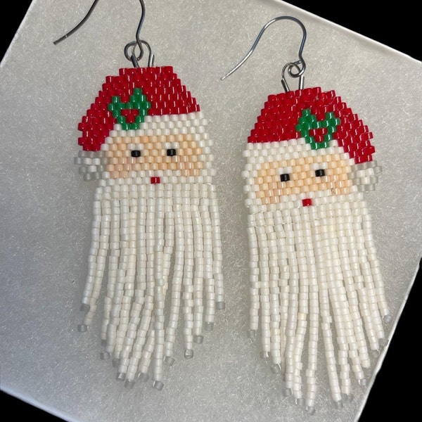 Santa Earrings Pattern Christmas Brick Stitch Earrings Dangle Pattern ...